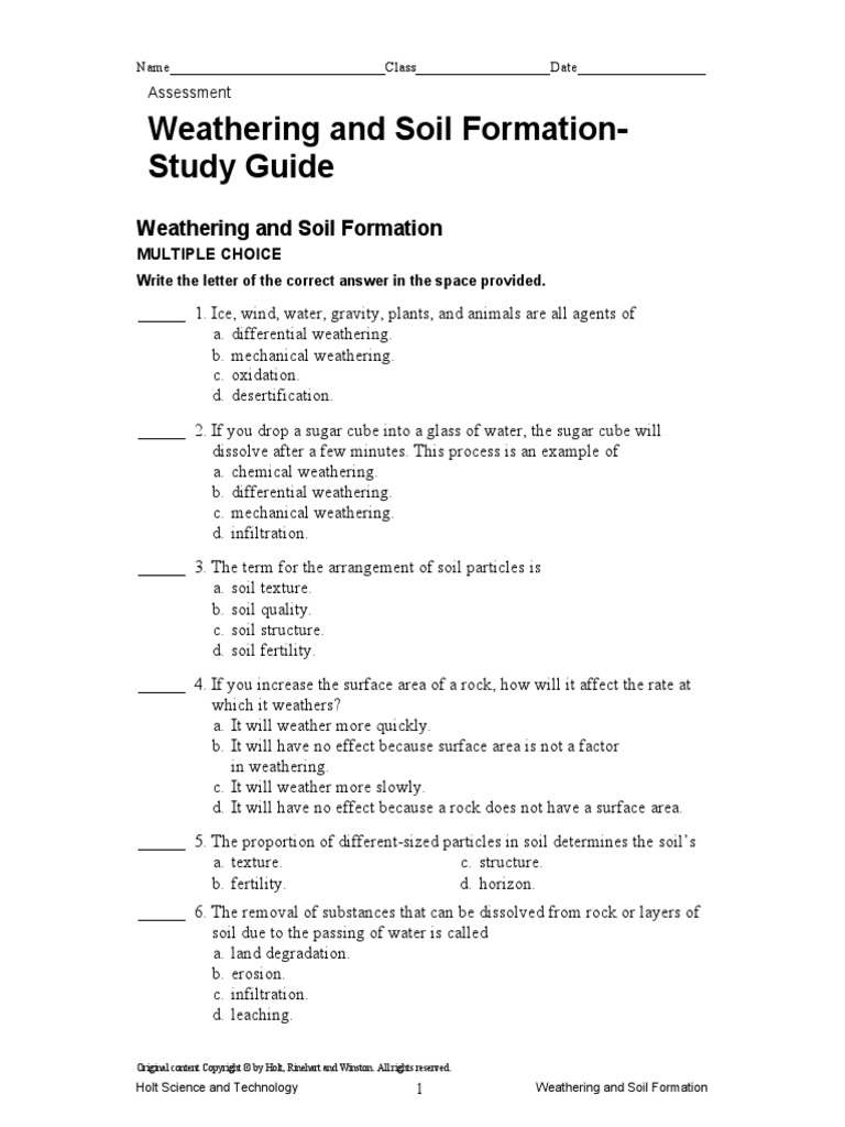 Weathering and Soil Formation - Study Guide | PDF | Soil | Weathering