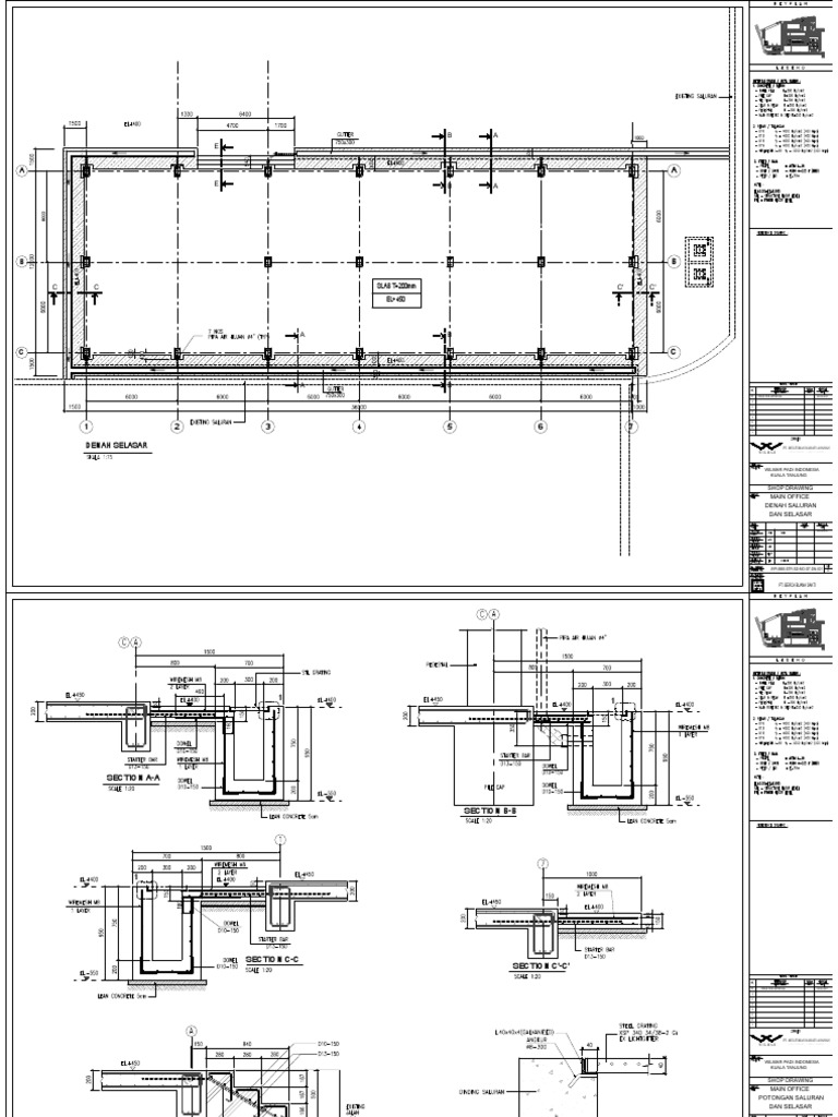 SLAB T 200mm EL+450: Main Office Denah Saluran Shop Drawing | Descargar ...