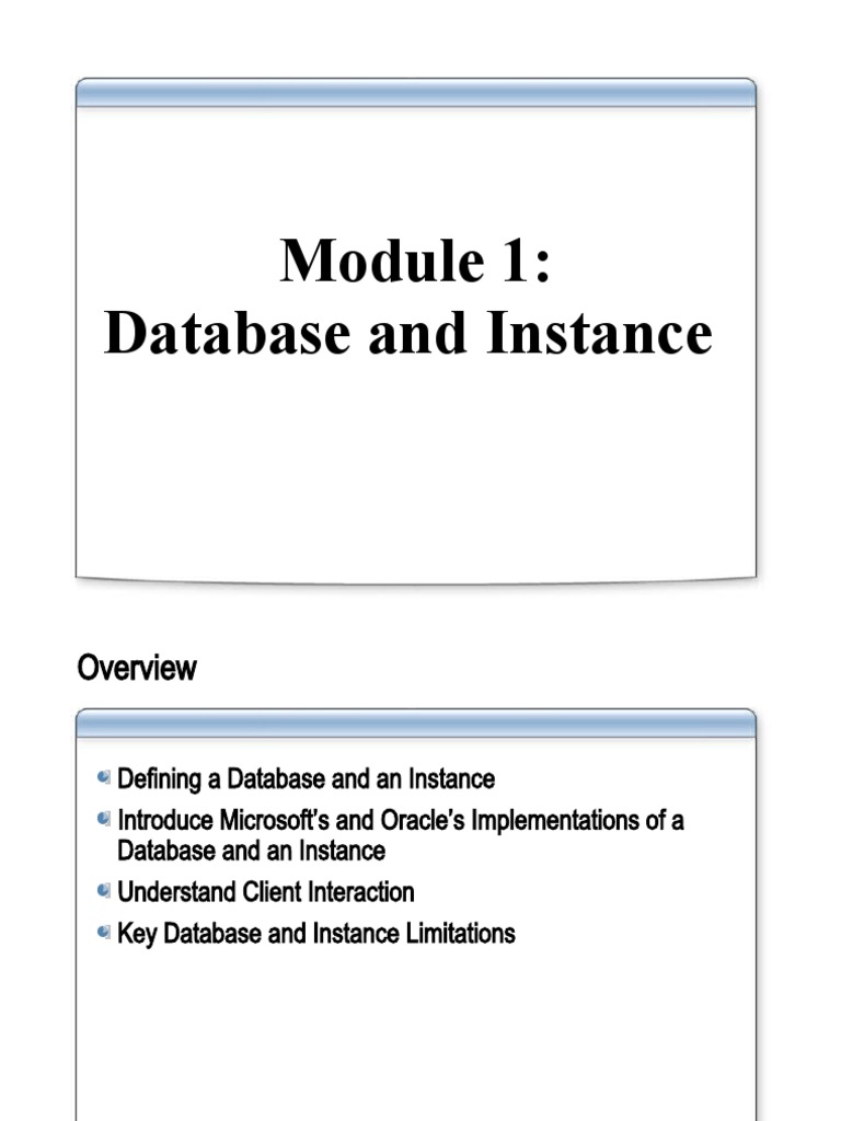 Module 1 Database and Instance | PDF | Databases | Microsoft Sql Server