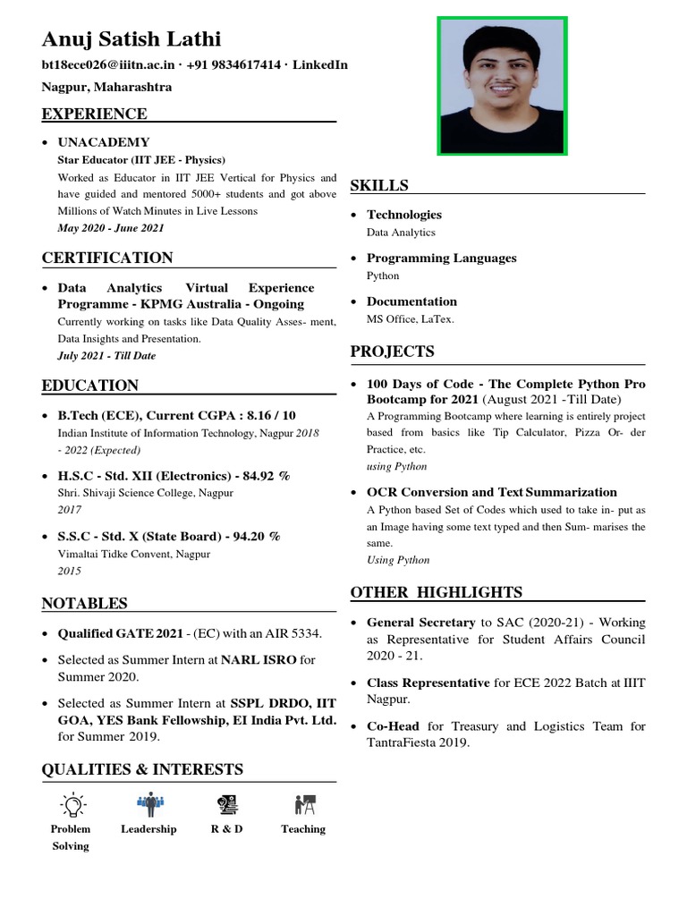 Anuj Satish Lathi: Experience | PDF | Computing