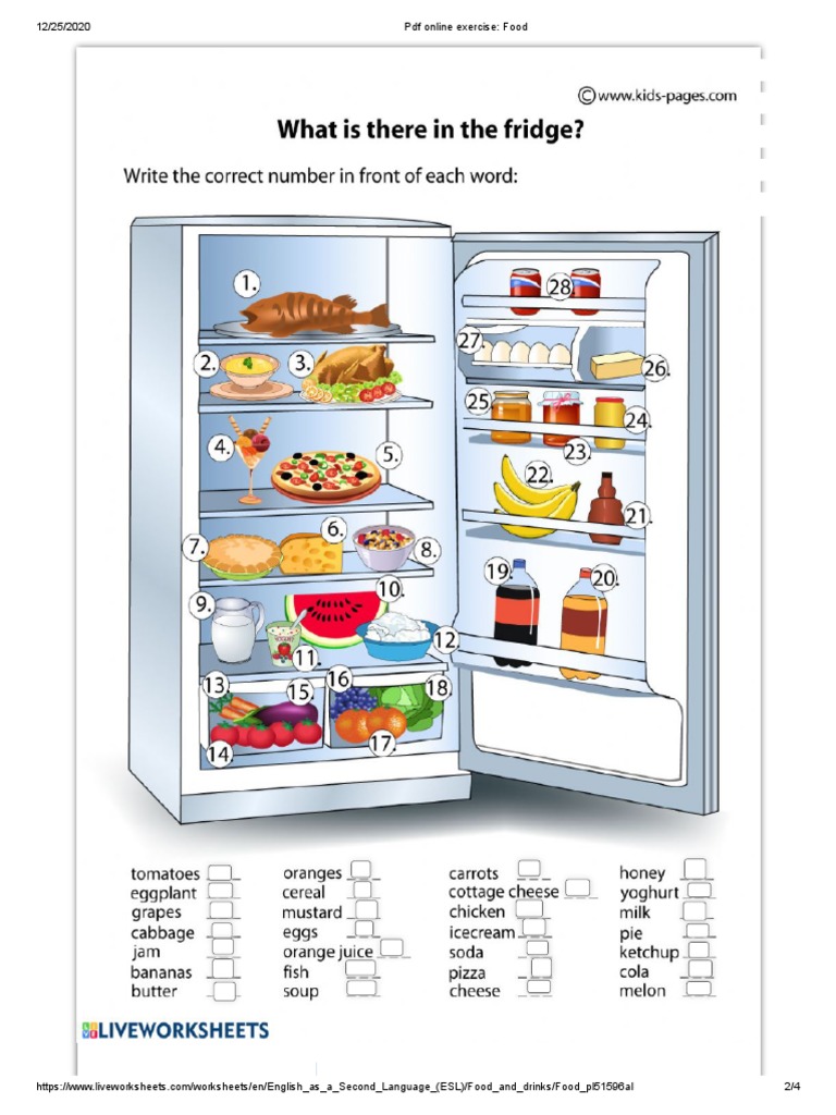 PDF Online Exercise - Food | PDF