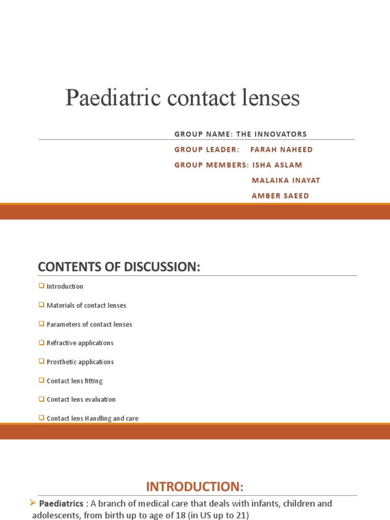 Paediatric Contact Lense | PDF | Contact Lens | Human Eye
