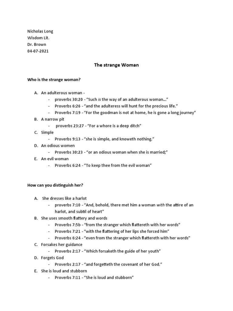 The Strange Woman | PDF | Book Of Proverbs | Books Of The Hebrew Bible