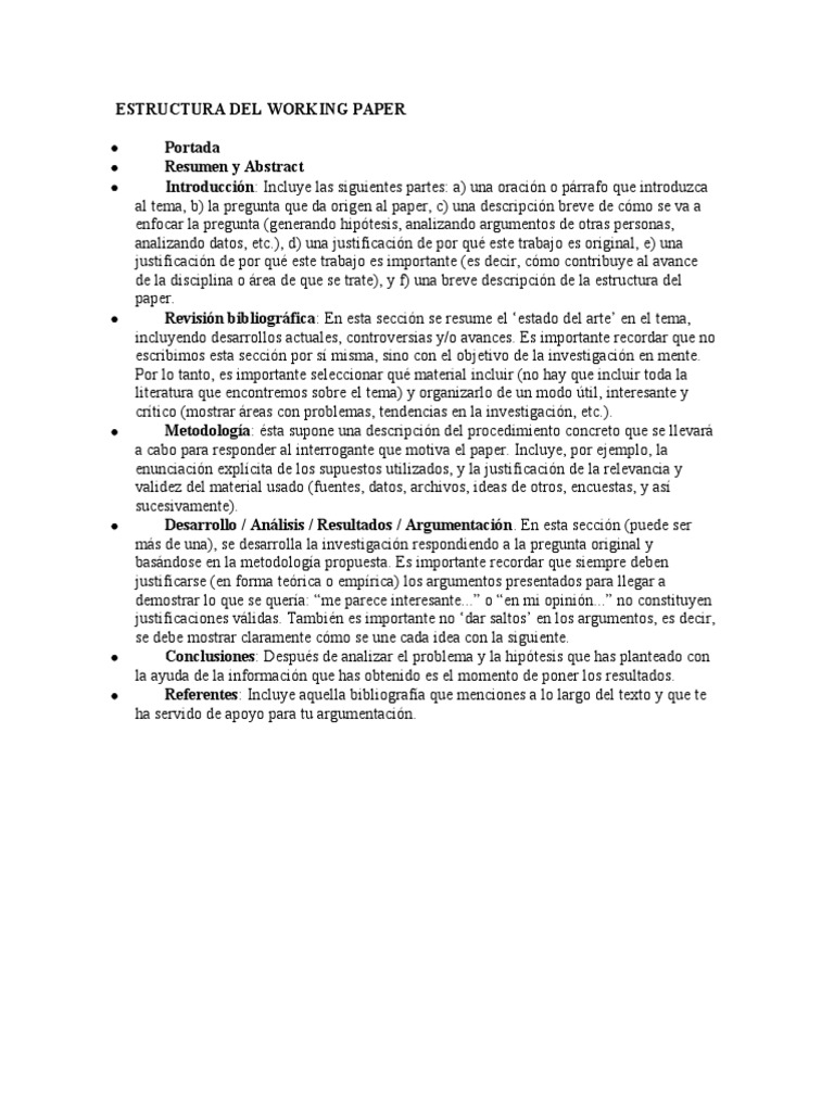 Estructura Del Working Paper | PDF