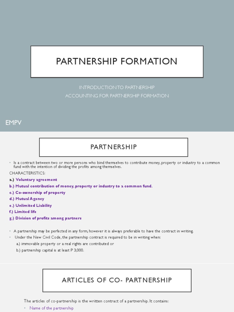 Introduction To Partnership Accounting For Partnership Formation | PDF ...