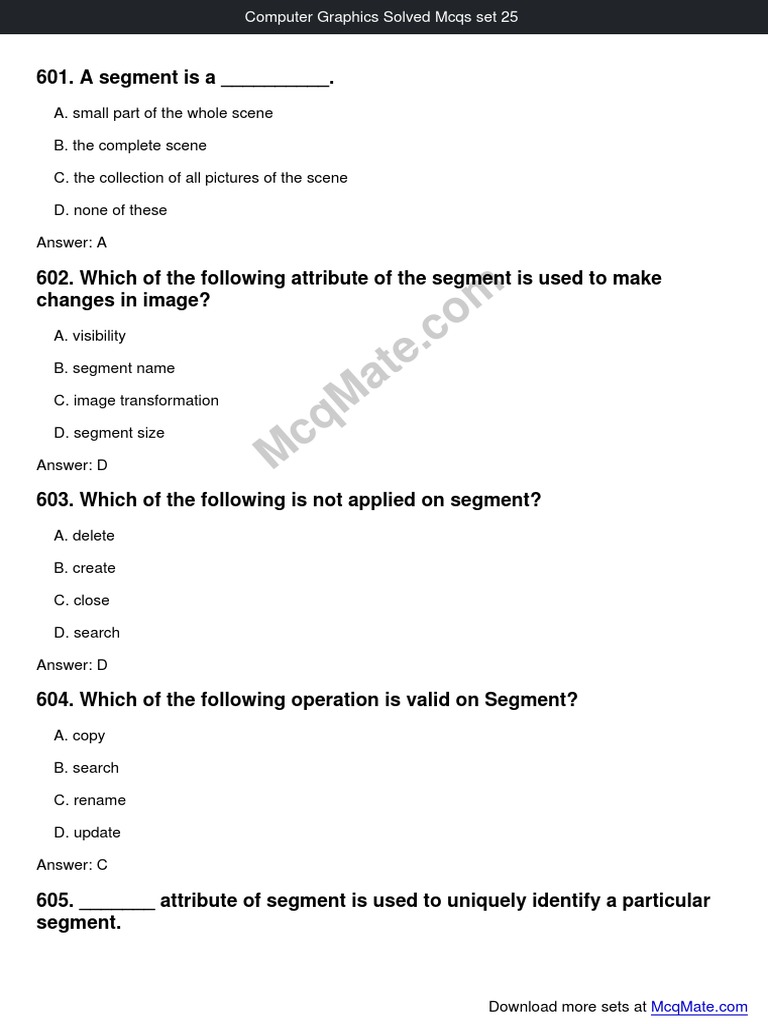 Computer Graphics Solved Mcqs Set 25 Pdf Computer Graphics Computer File