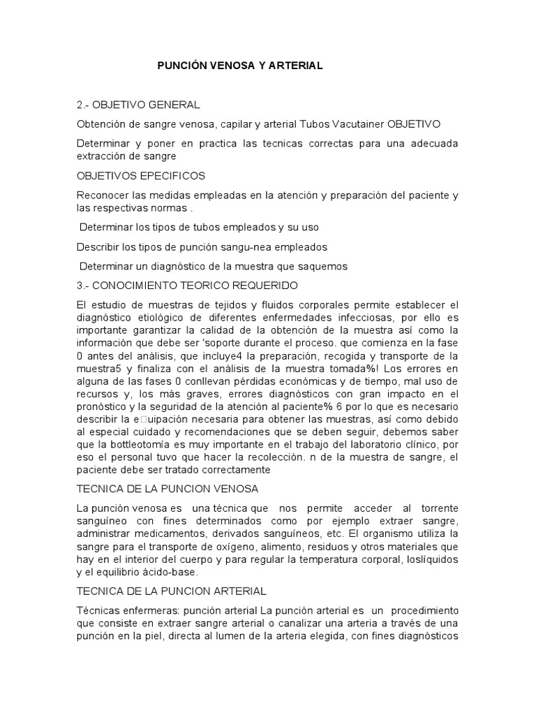 Puncion Venosa | PDF | Artería | Embolia