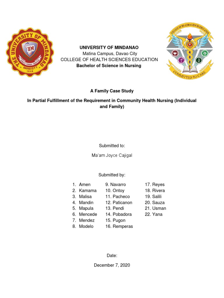 Community Health Study Family Case Study Compilation PDF | PDF ...