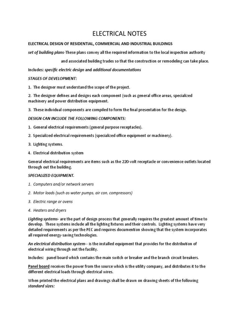 Electrical Notes: Electrical Design of Residential, Commercial and ...