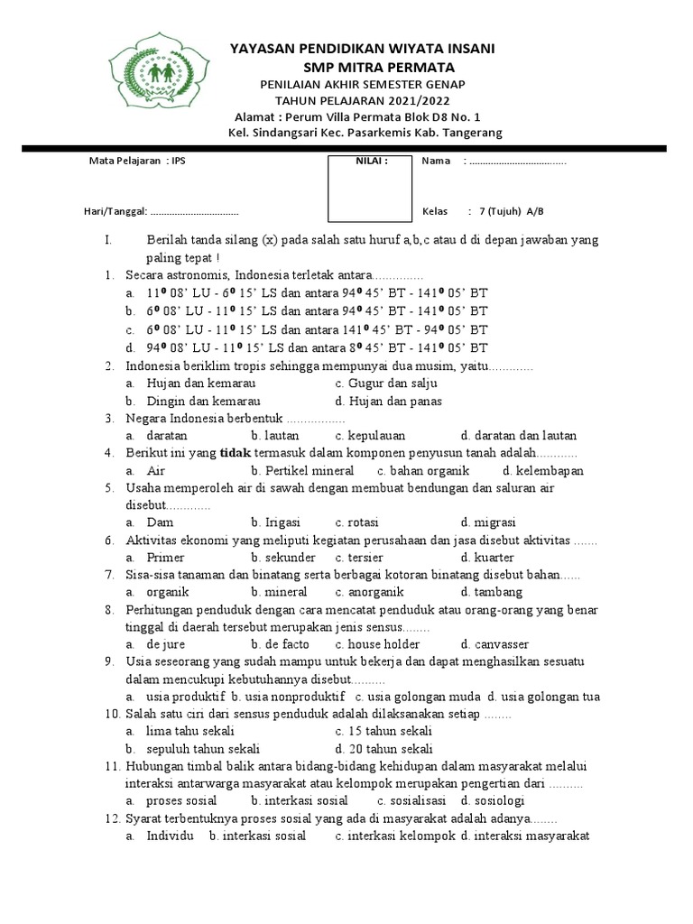 Soal Ips SMP Bu Tika | PDF