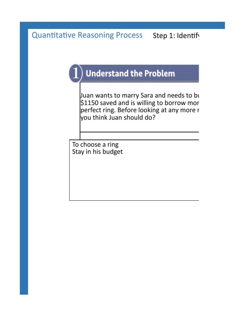 Quantitative Reasoning Process: Step 1: Identify The Problem | PDF | Reason | Economies