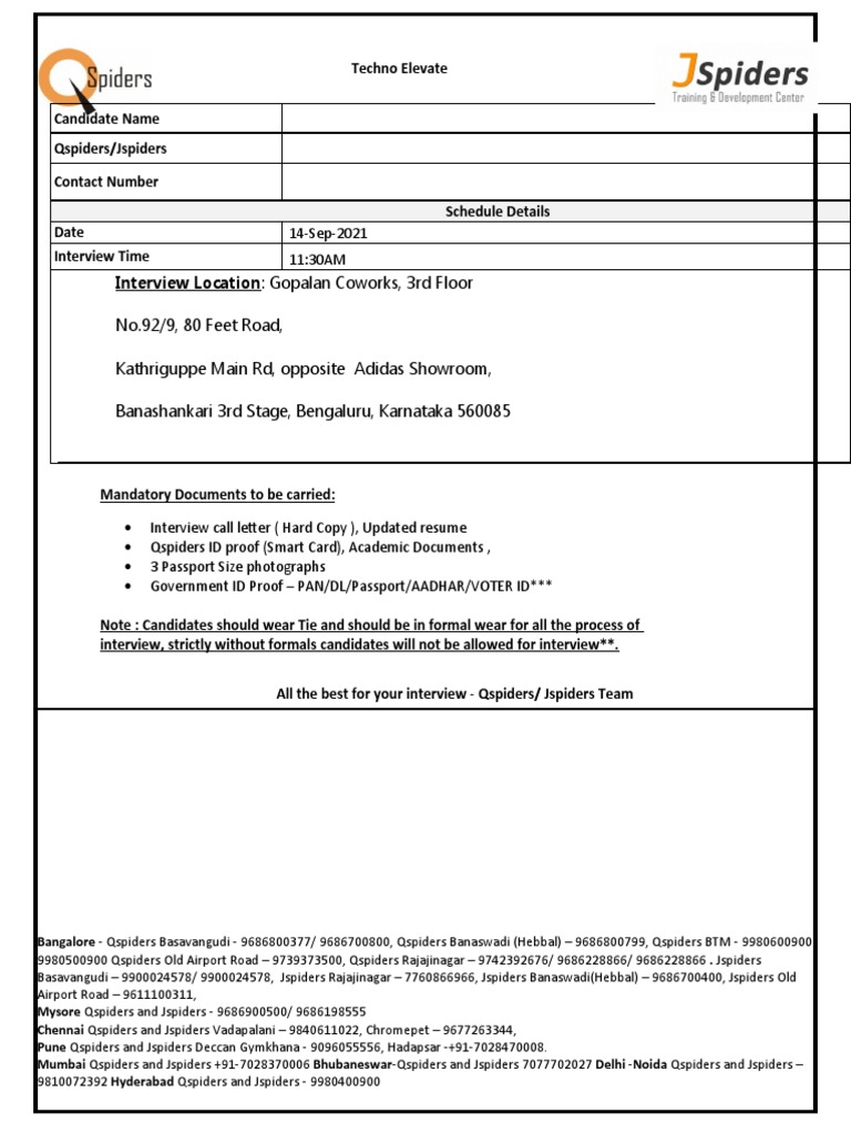 Techno Elevate Call Letter | PDF