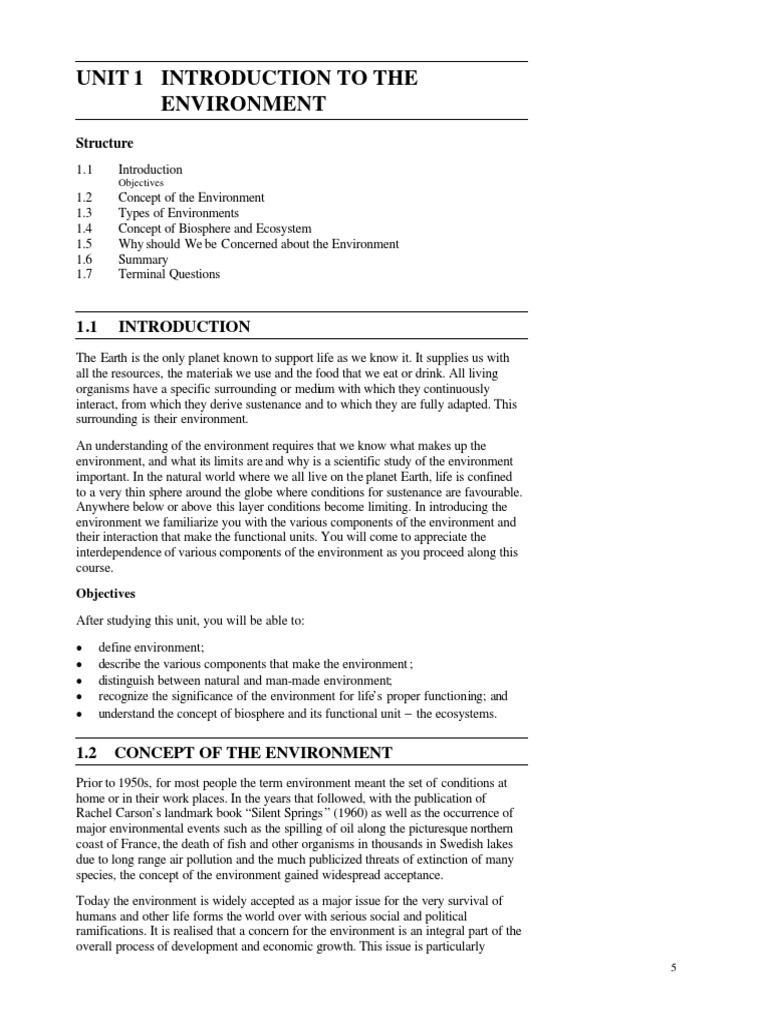 Introduction To The Environment | PDF | Natural Environment | Life
