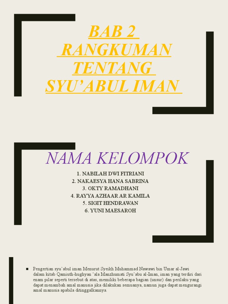 Presentasi (Pai Bab 2) Syu'Abul Iman | PDF