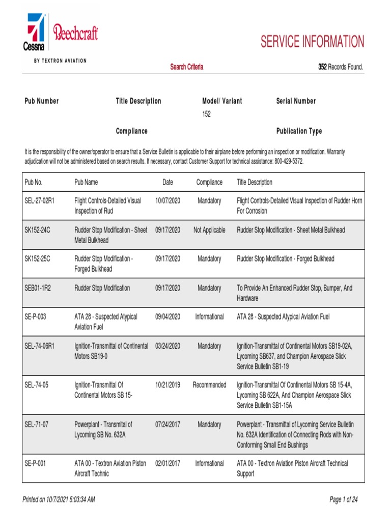 Service Information: Model/Variant Title Description Pub Number ...