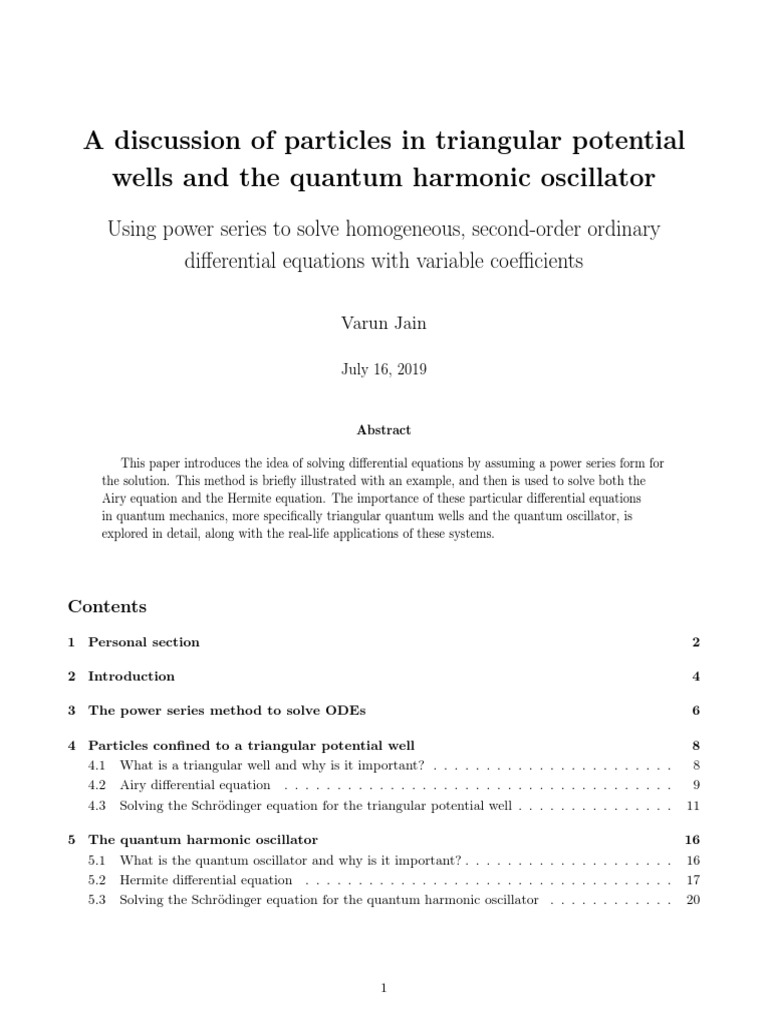A Discussion of Particles in Triangular Potential Wells and The Quantum ...