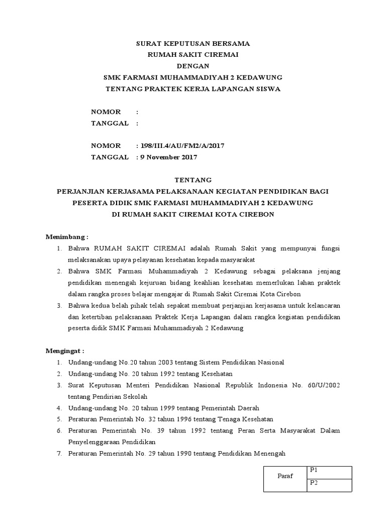 MoU PKL (RS CIREMAI) | PDF