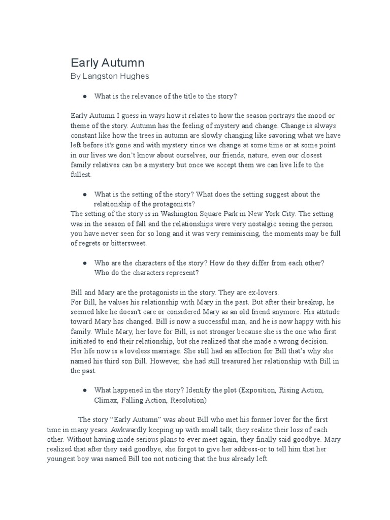 Early Autumn: by Langston Hughes | PDF