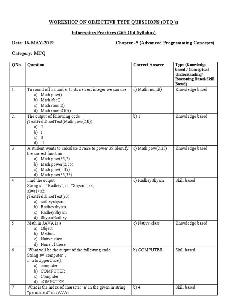 CH 5 MCQ | PDF | String (Computer Science) | Data Type