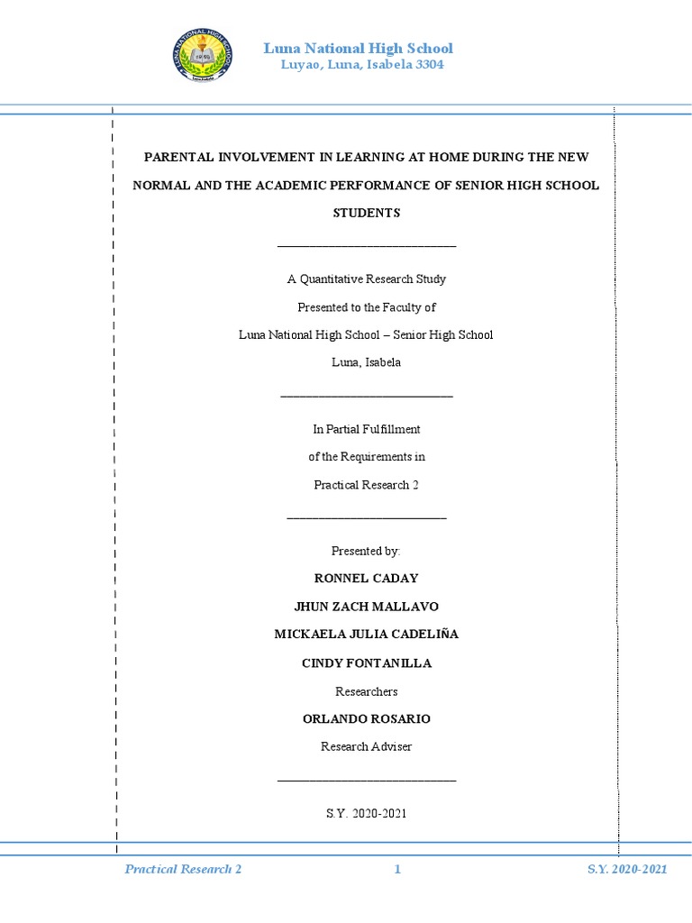 Luna National High School | PDF | Survey Methodology | Homeschooling