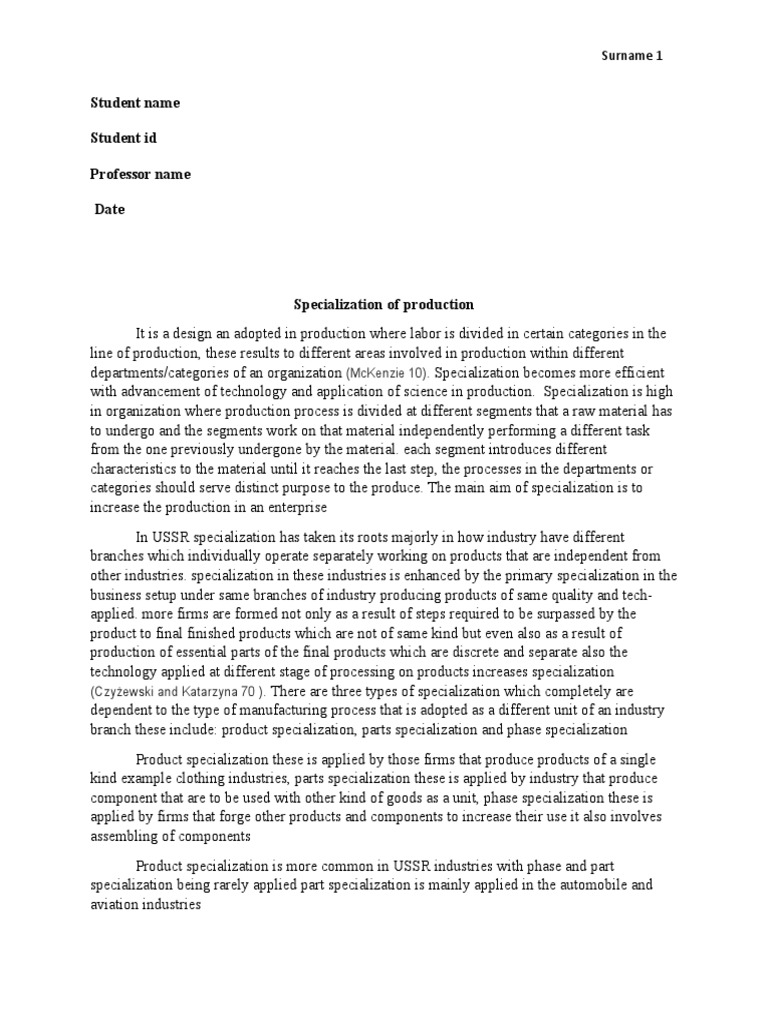 Specialization of Production | PDF | Agriculture | Profit (Economics)