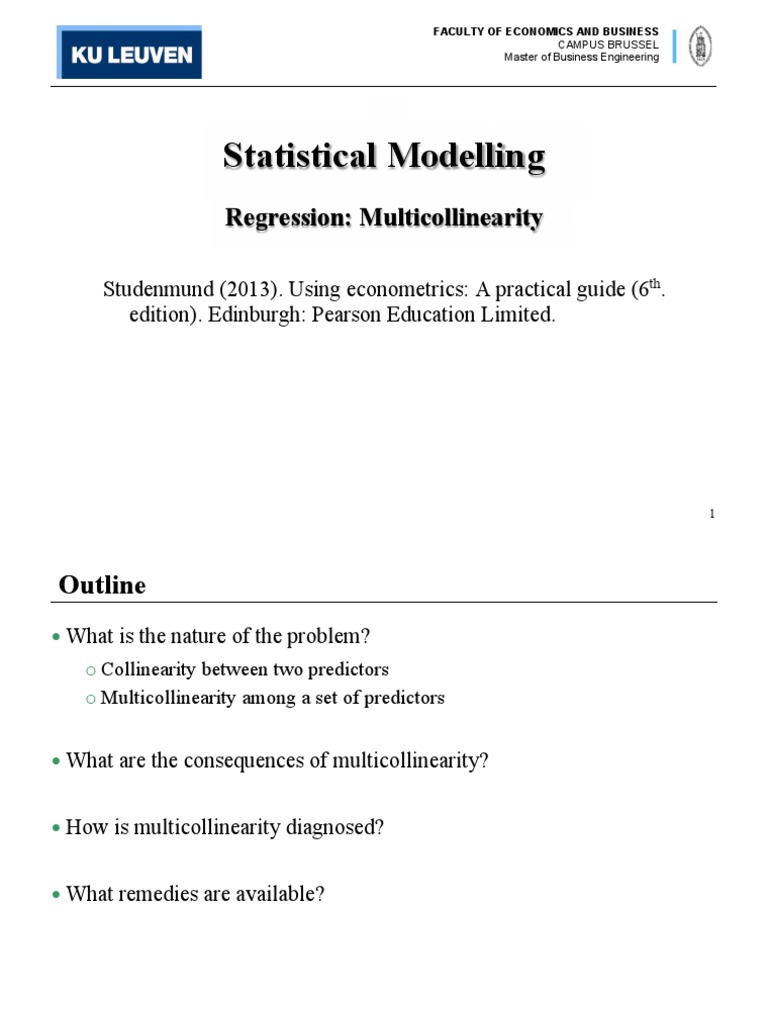 Statistical Modelling: Regression: Multicollinearity | PDF | Multicollinearity | Dependent And ...