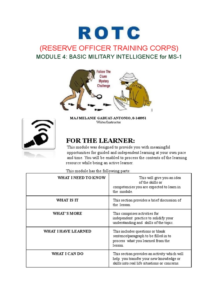 BASIC MILITARY INTELLIGENCE - ROTC - MODULE - 4 ...