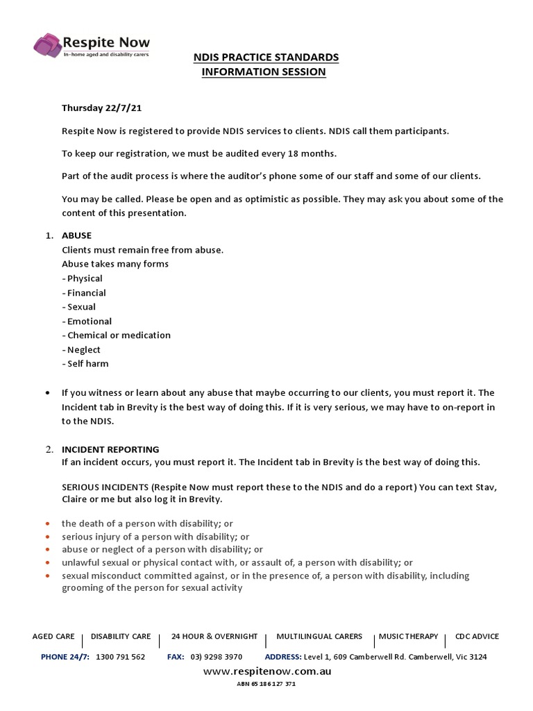 NDIS Practice Standards Overview | PDF | Caregiver