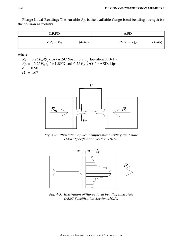 LRFD ASD: Fig. 4-2. Illustration of Web Compression Buckling Limit ...