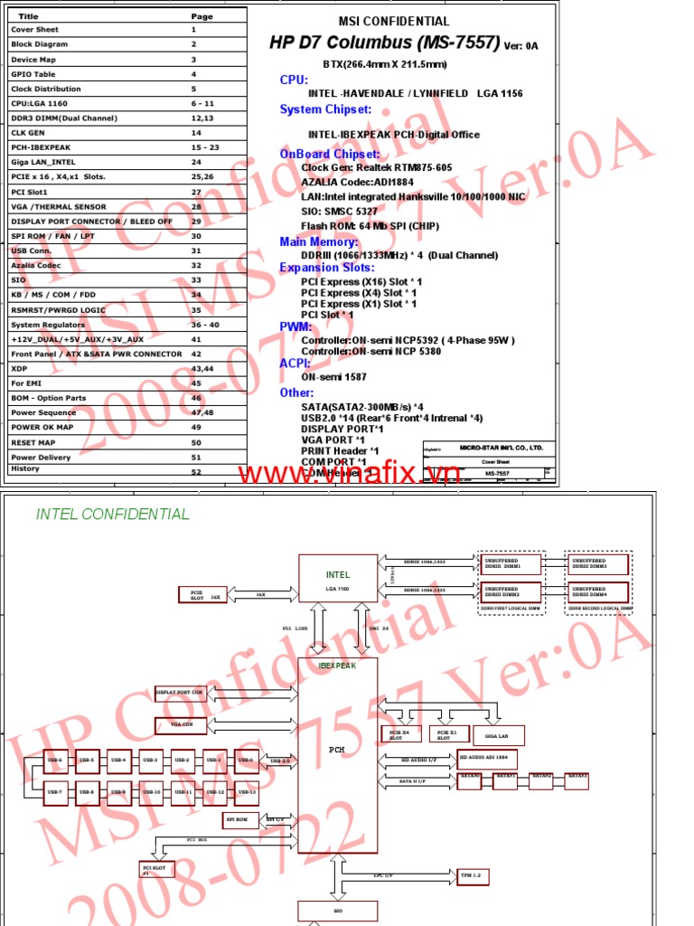 HP Confidential MSI MS-7557 Ver:0A 2008-0722: WWW - Vinafix.vn | PDF ...