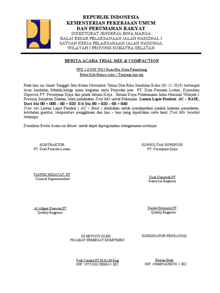 CONTOH BA Trial Mix (AC - Base) | PDF