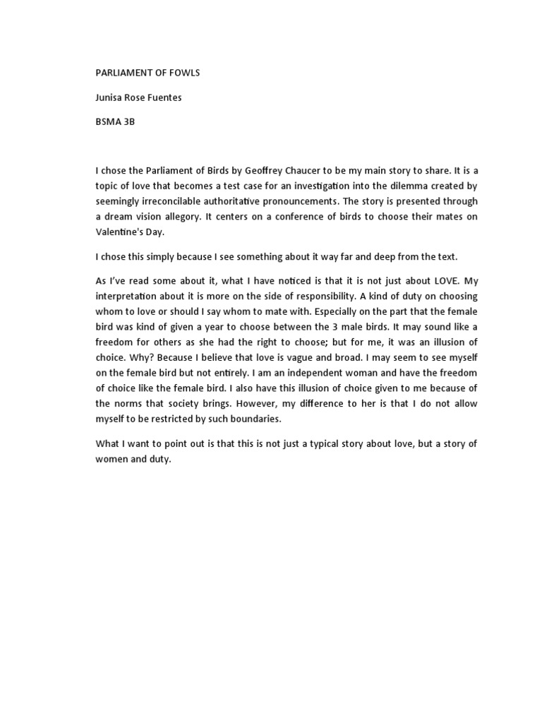 Parliament of Fowls | PDF