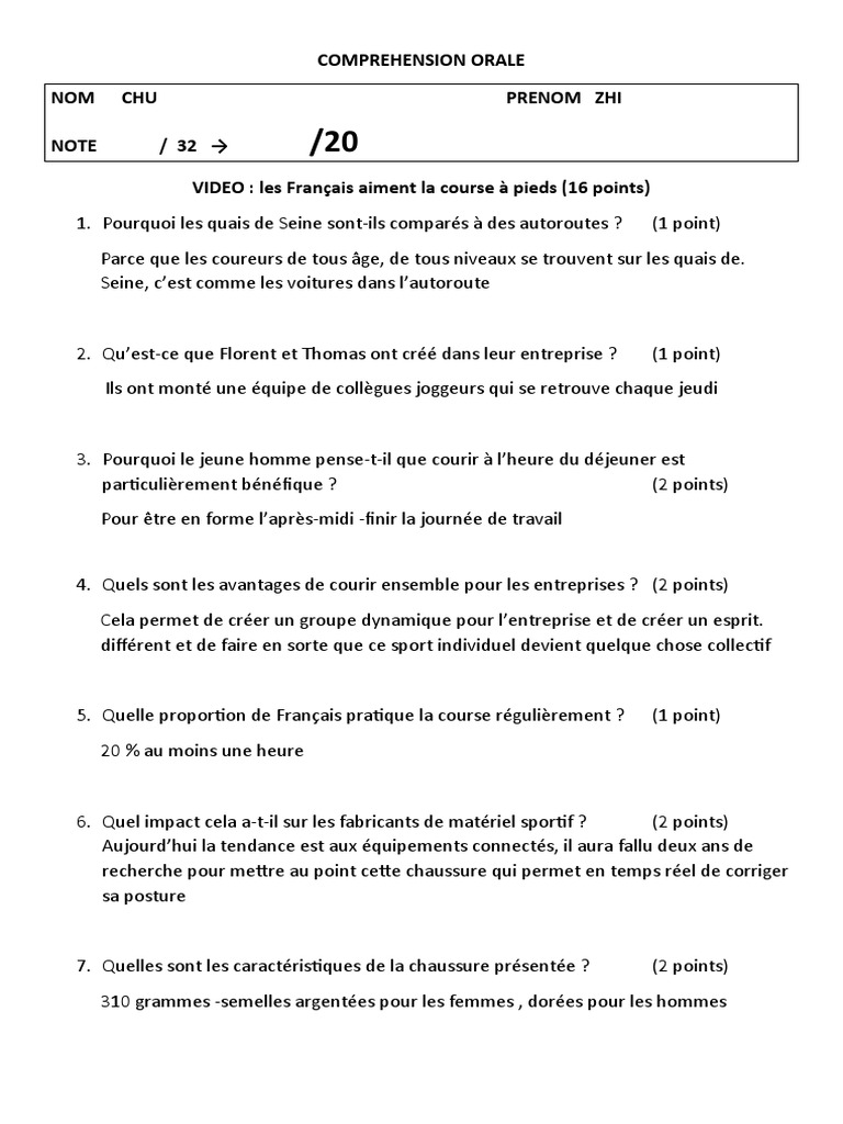 Test de Francais 1 | PDF