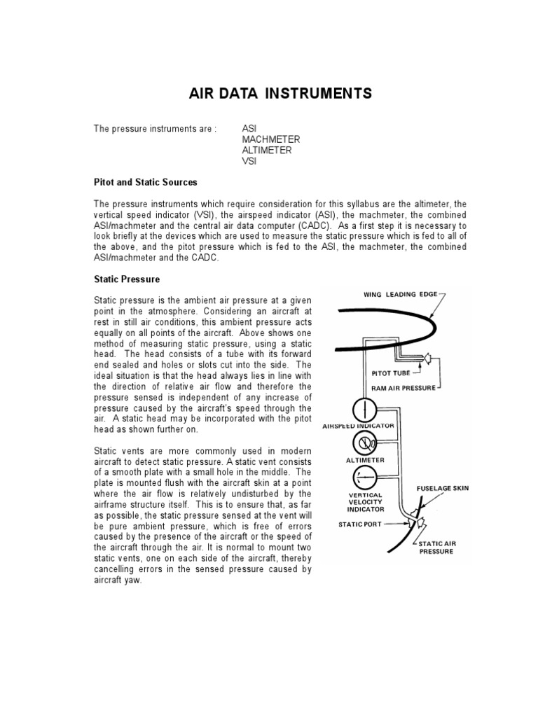 1 INS Air Data Instruments | PDF | Airspeed | Altimeter