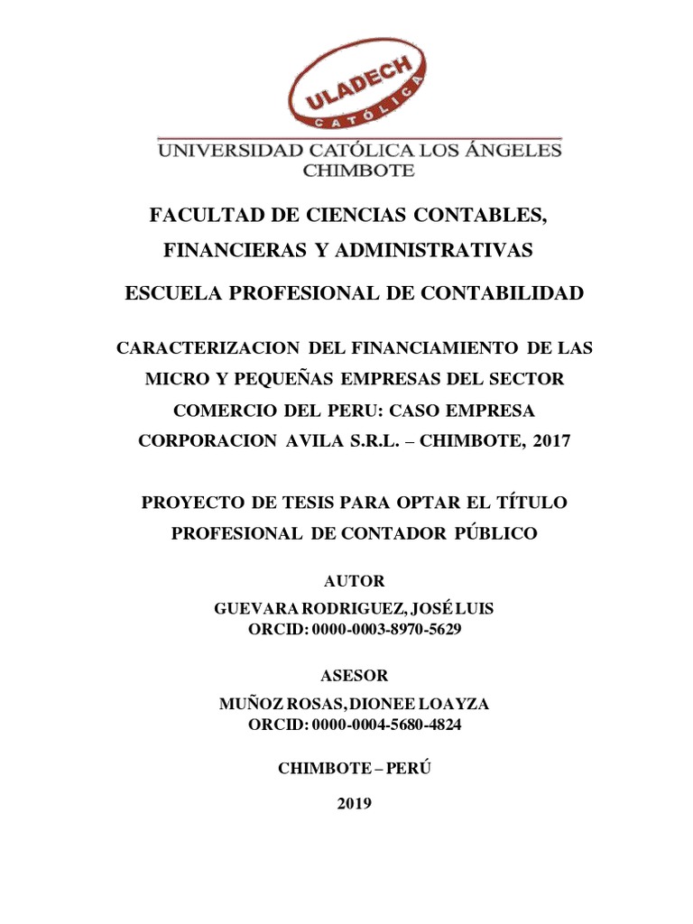 Proyecto de Tesis para Optar El Título Profesional de Contador Público ...