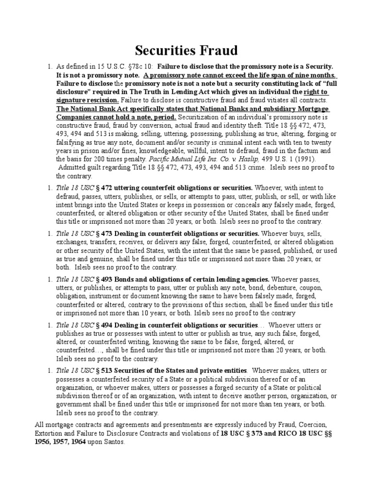 Securities Fraud Statutes | PDF | Securities (Finance) | Fraud