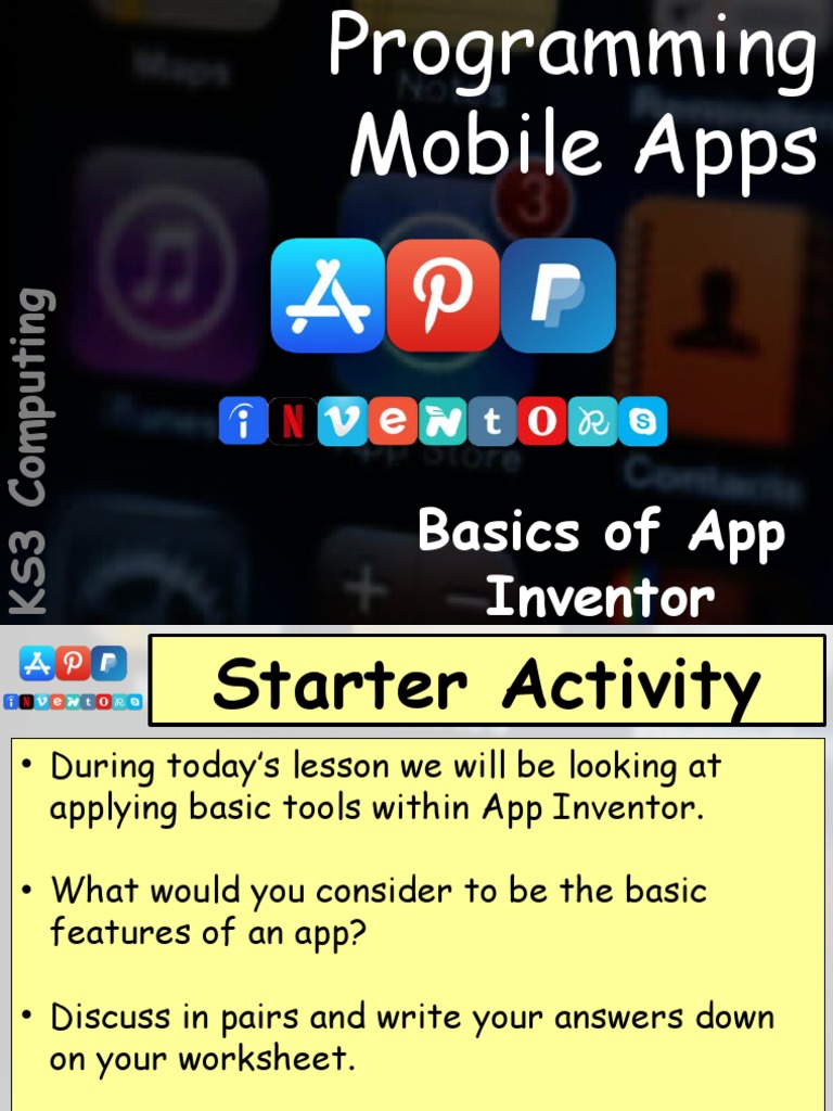 App Inventor Basics for KS3 Students | PDF | Mobile App | Login
