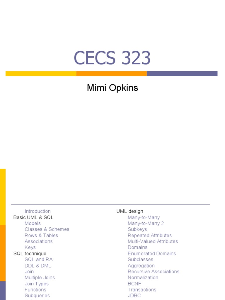 CECS 323: Mimi Opkins | PDF | Relational Database | Conceptual Model