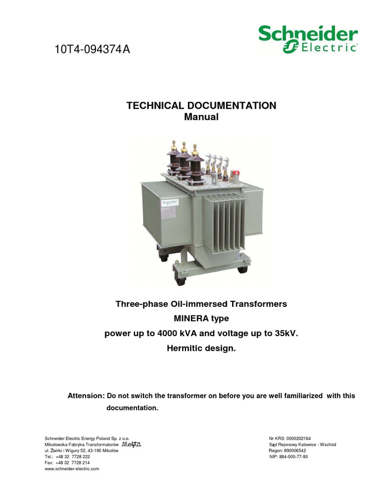 038-001-647 Operation Manuel Transformer - EN | PDF | Transformer ...