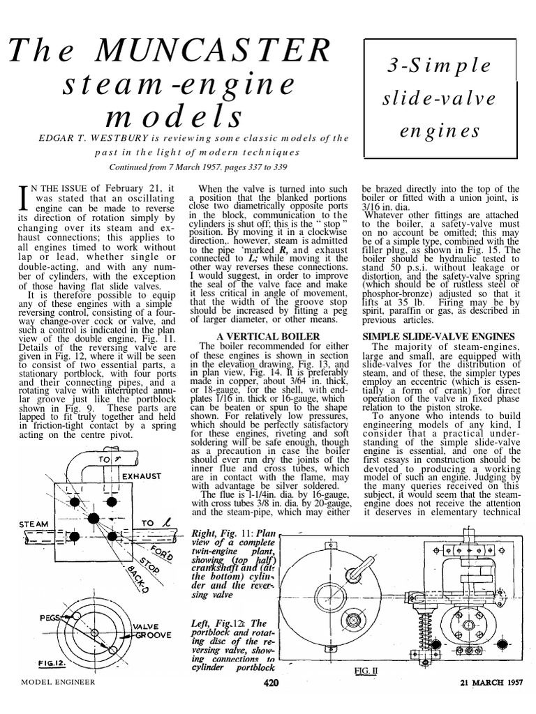The Muncaster Steam-Engine Models: 3-Simple Slide-Valve Engines | PDF | Steam Engine | Piston