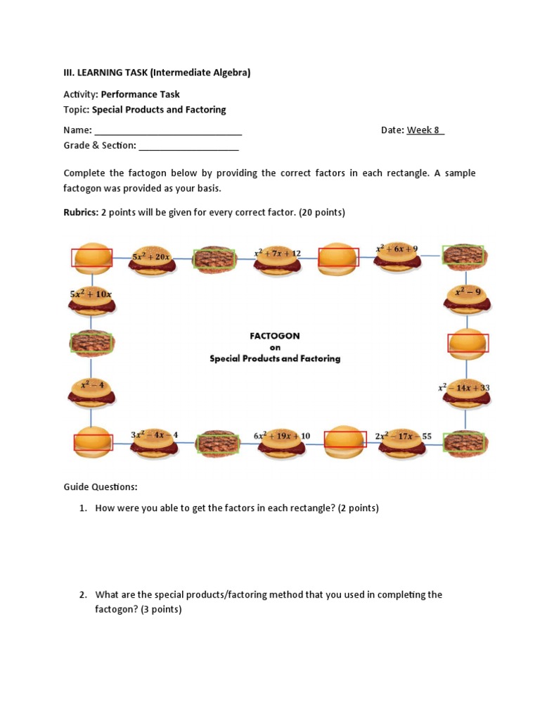 WEEK 8 Learning Task in Intermediate Algebra | PDF