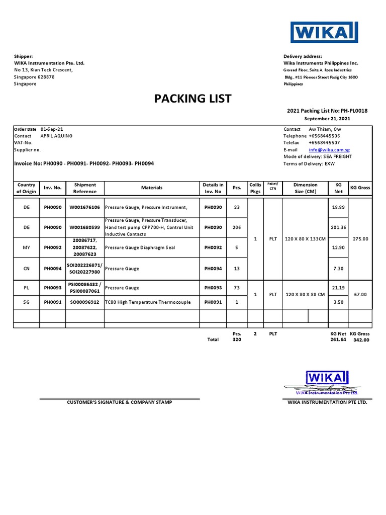2021-Packing List No PH-PL0018 - PH0090 - PH0091 - PH0092 - PH0093 ...