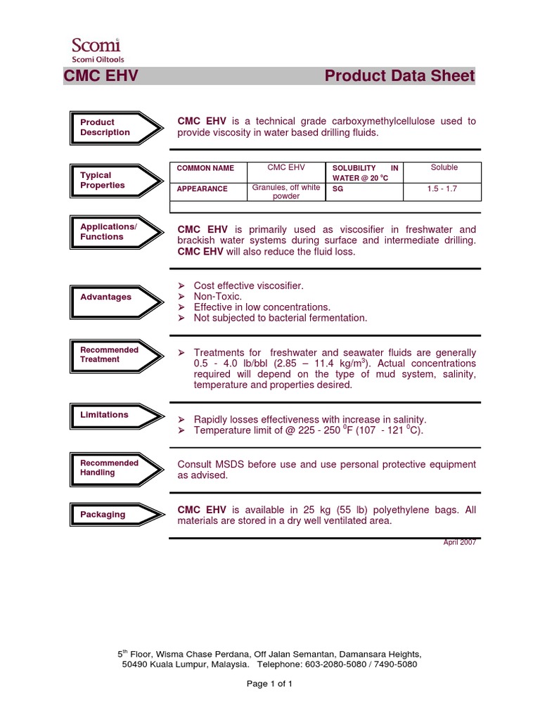 CMC Ehv Product Data Sheet | PDF