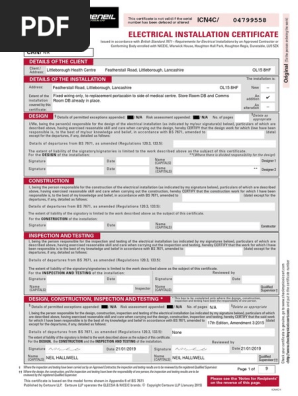 Electrical Installation Test Certificate Template