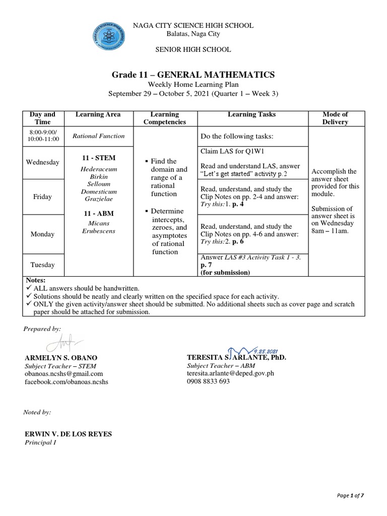 General Mathematics Module 3 Pdf Asymptote Function Mathematics 