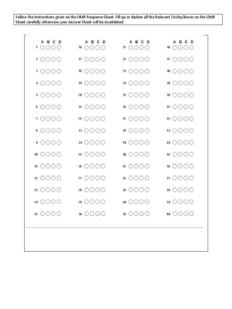 60 Questions Omr Sheet | PDF