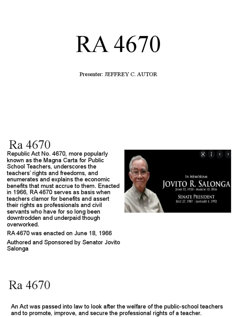 Ra 4670 | PDF | Teachers | Salary