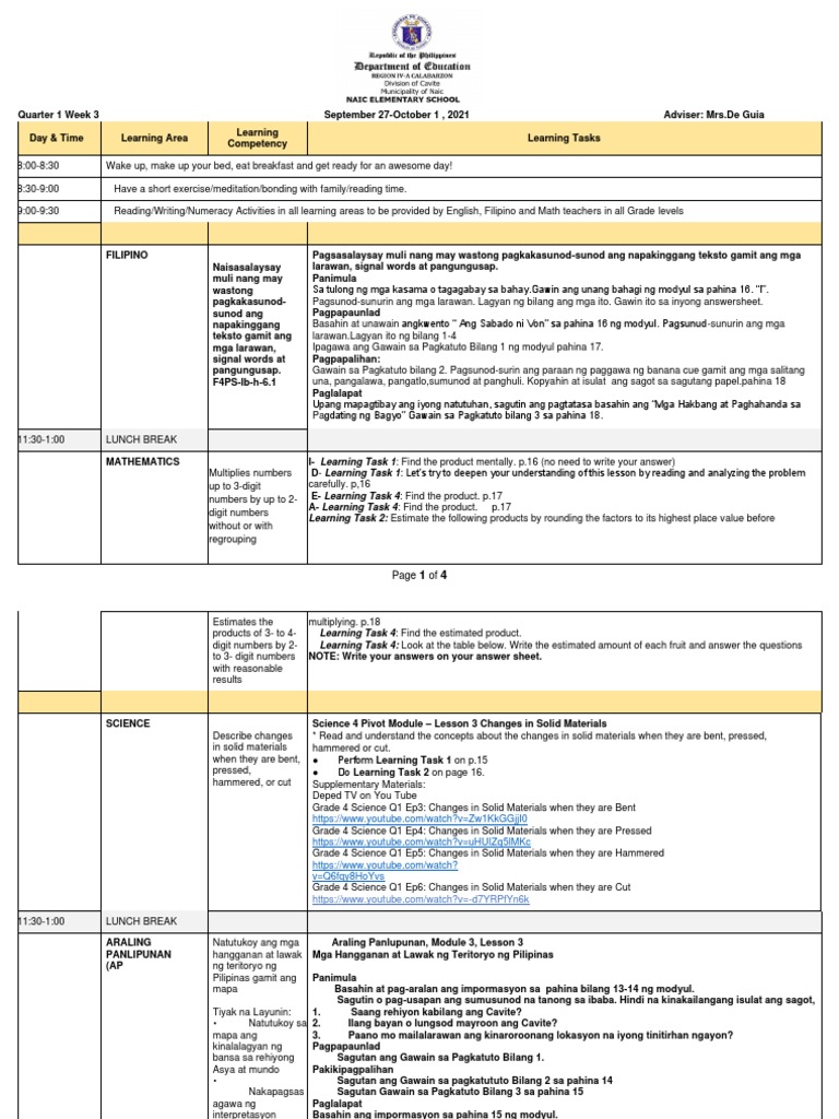 Quarter 1 Week 3 | PDF