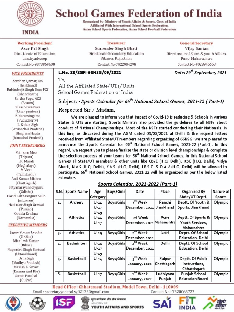 School Games Calendar Part-1 | PDF | Sports | Leisure