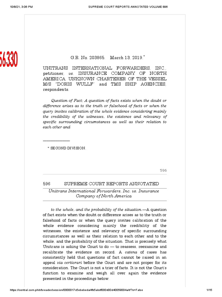 Unitrans vs. Insurance Company of America | PDF | Negligence | Cargo